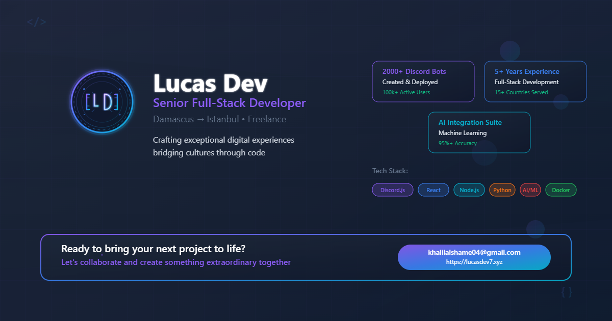 Lucas Dev - Senior Full-Stack Developer | Modern Web Applications